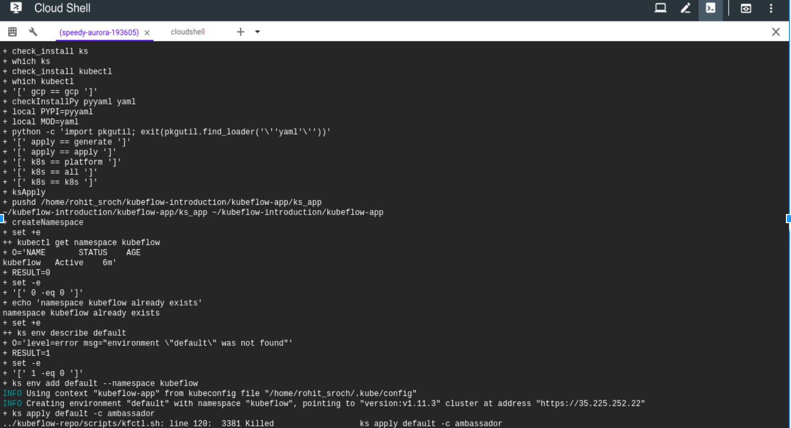 Issue while deploying kubeflow on GKE using command line- killed ...