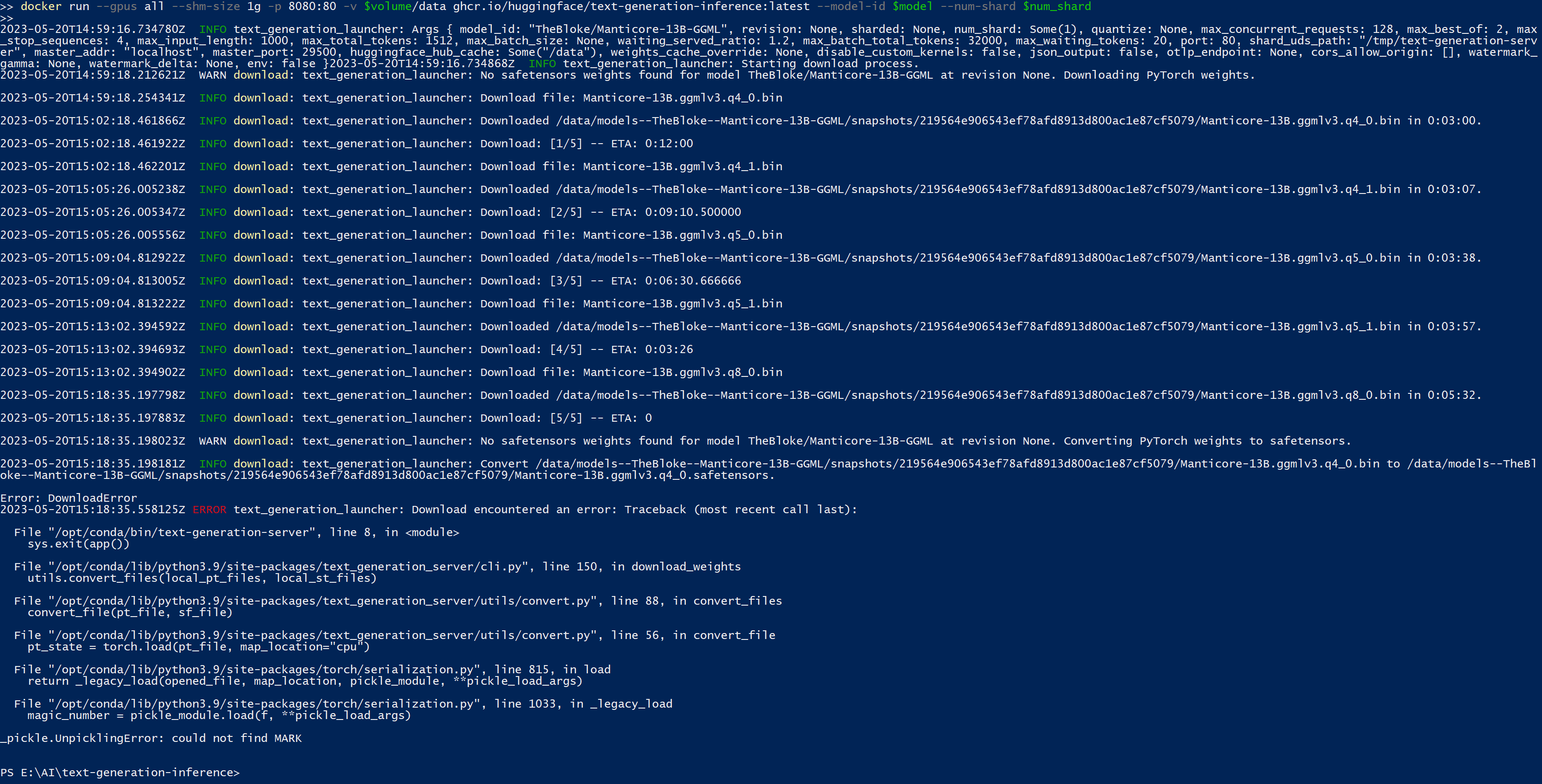 Unable to download models · Issue #346 · huggingface/text-generation-inference · GitHub