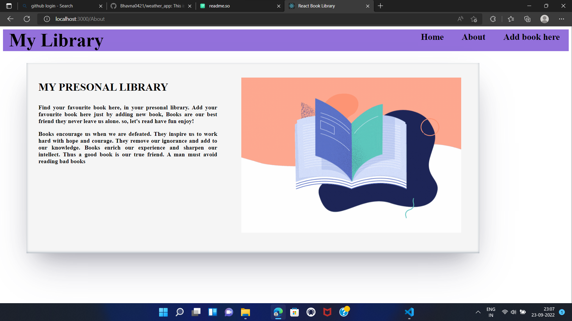 Github Bhavna0421 Personal Library App Using Reactjs In This Application User Can Filled The