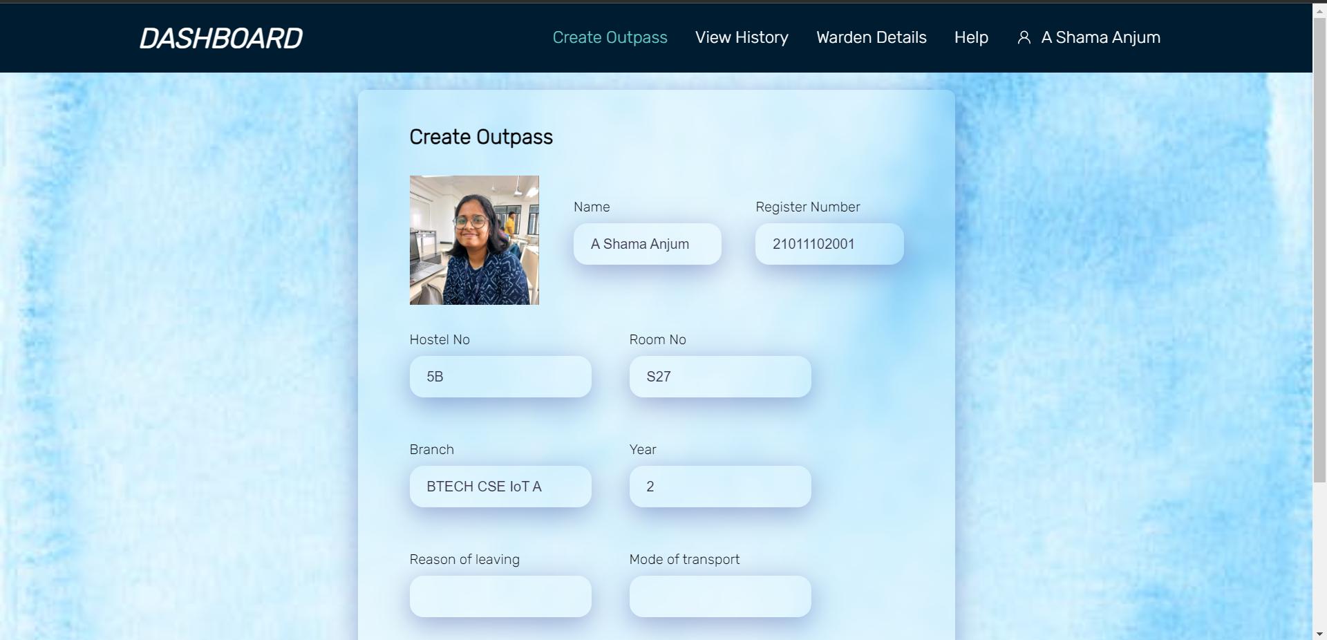 GitHub - yugen-21/Out-pass-system-student-dashboard