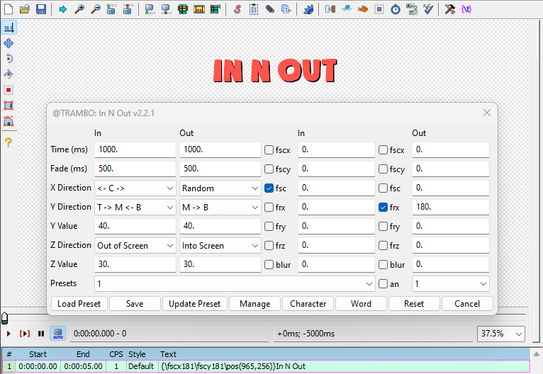 GitHub - baonguyen0703/TRAMBO-Aegisub-Automation-InNOut: Generate In and Out text effects