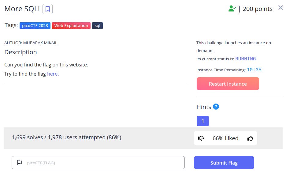GitHub - 0xPlatinum/More-SQLI: More SQLI was a PicoCTF challenge