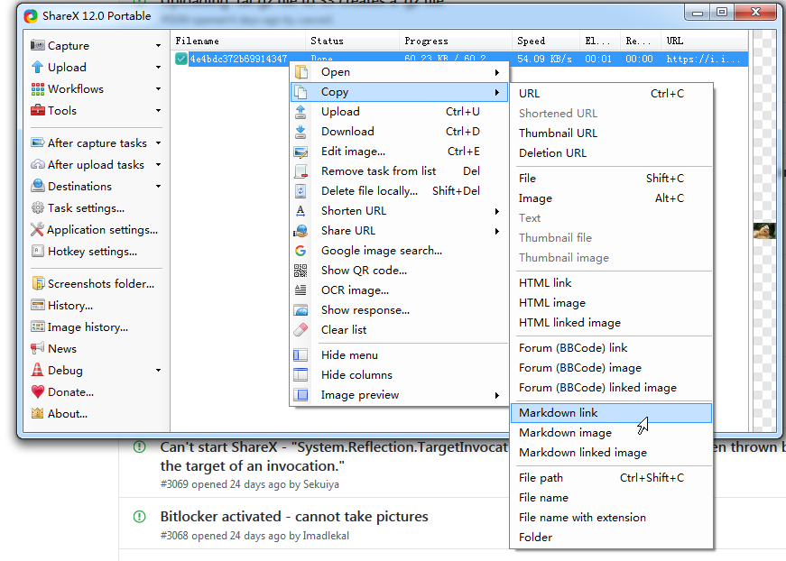 in History right menu copy no markdown link · Issue #3115 · ShareX/ShareX · GitHub