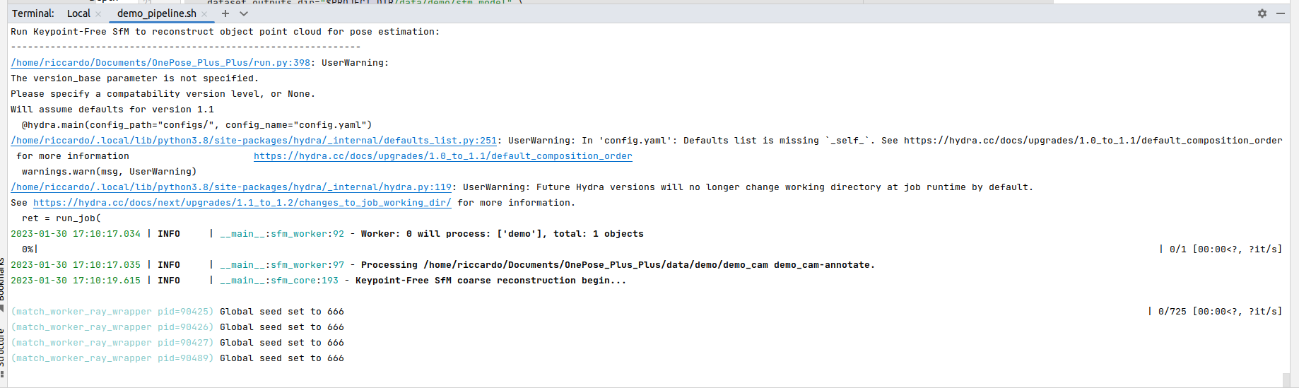 stuck on Global seed set to 666 · Issue #5 · zju3dv/OnePose_Plus_Plus · GitHub