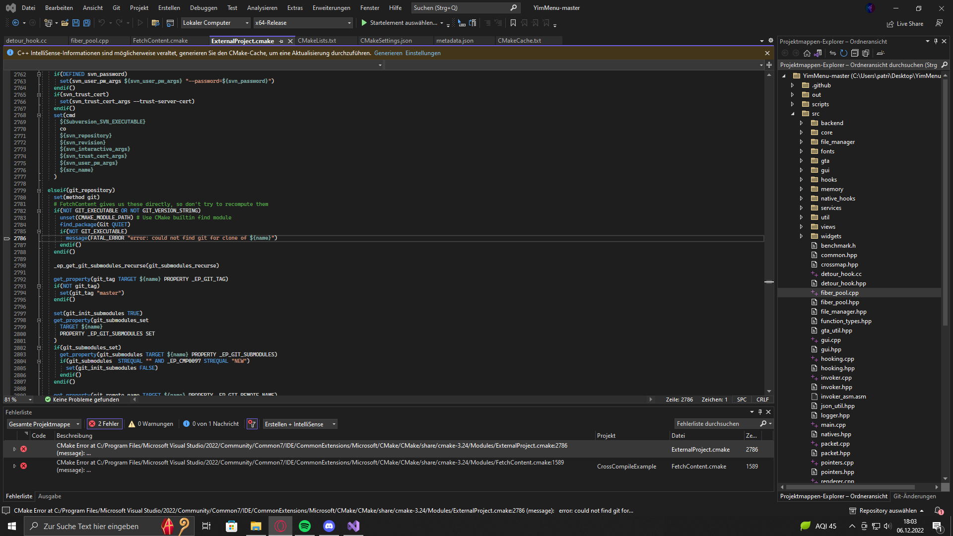 [Bug]: Can't be Build since the new commit · Issue #660 · YimMenu/YimMenu · GitHub