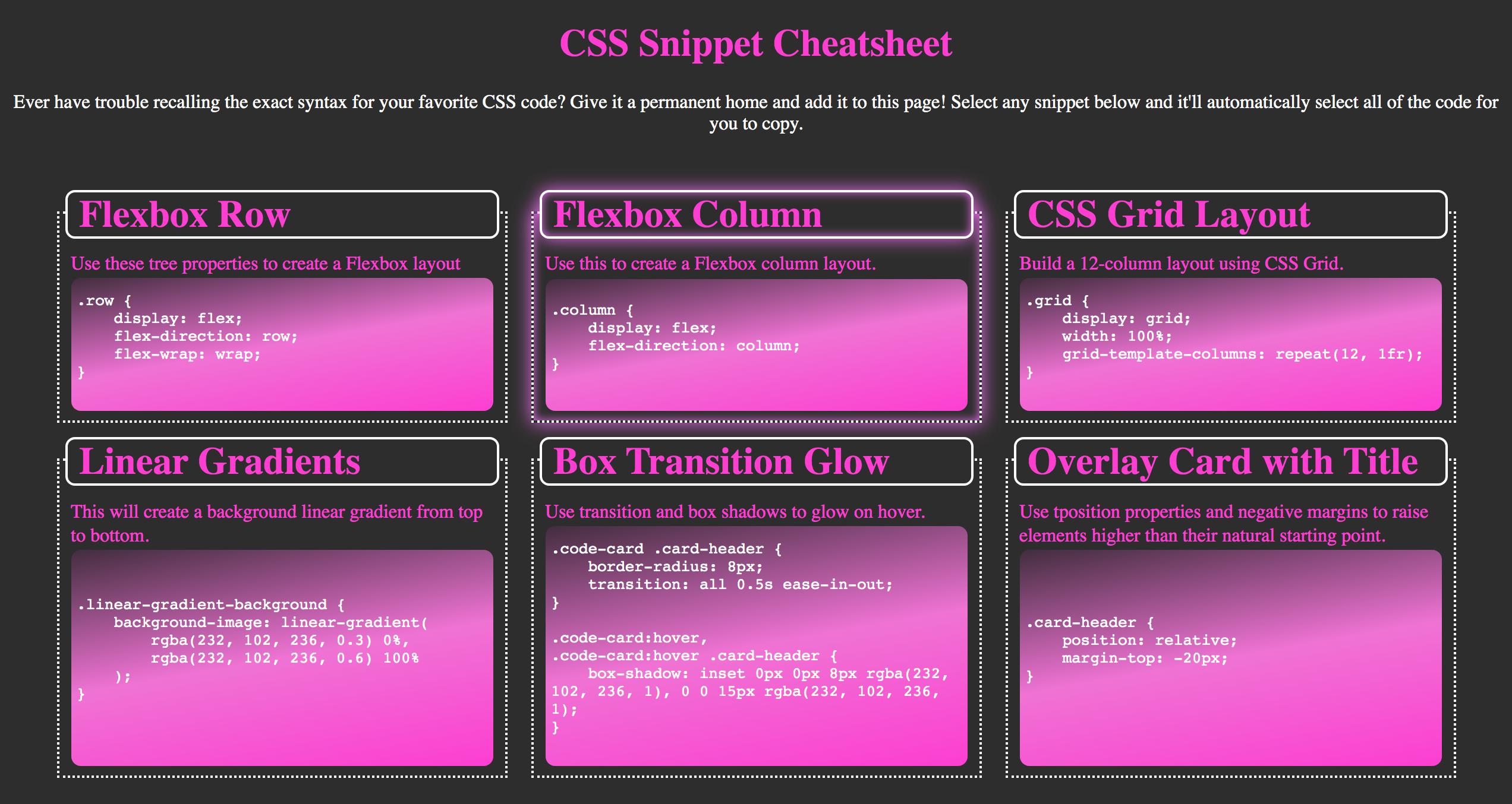 GitHub - cartaud/cssCheatSheet: Small project that neatly shows some ...