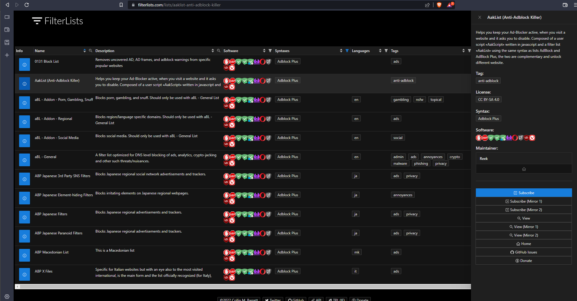 Metadata from filter list subscriptions should be available in brave ...