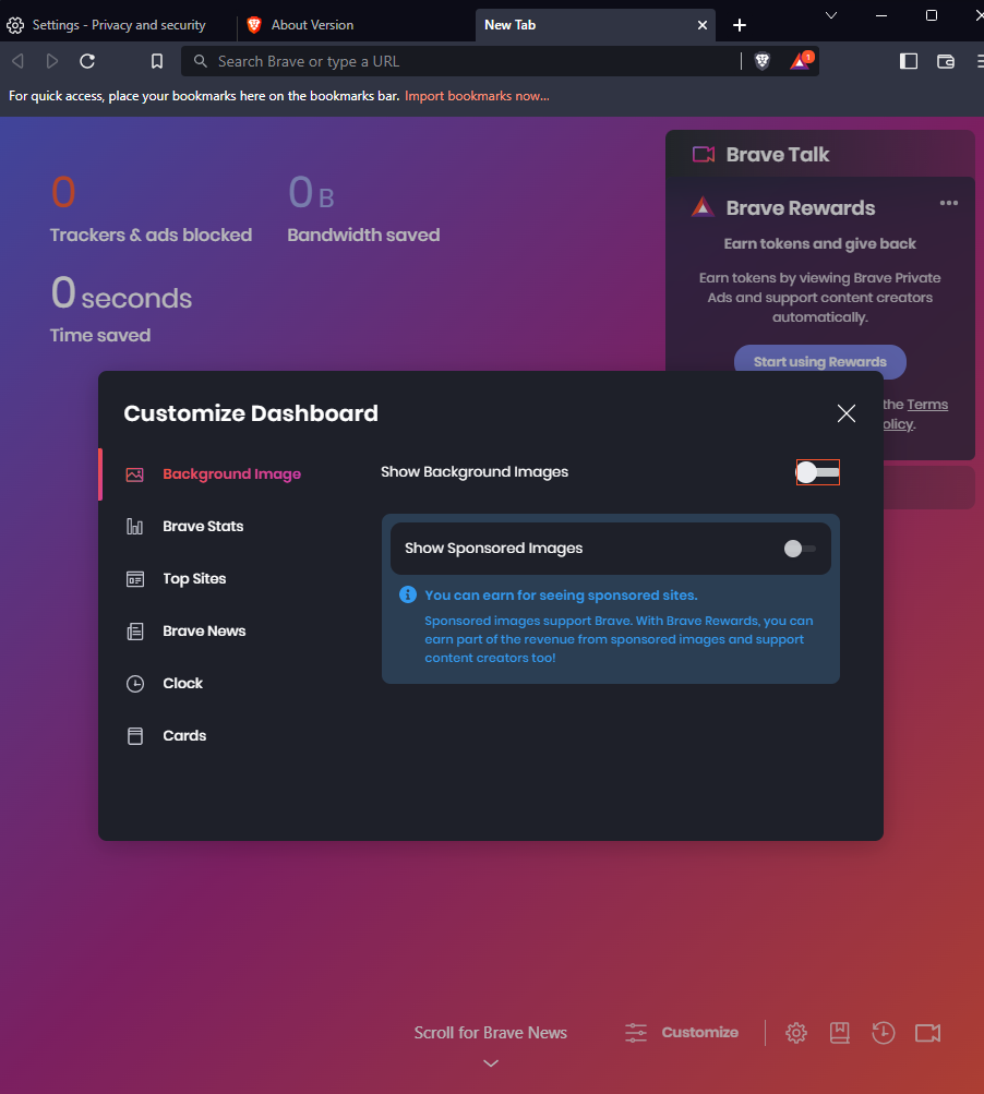Unable to toggle `OFF` for `Refresh on every new tab` in the Dashboard · Issue #25824 · brave ...