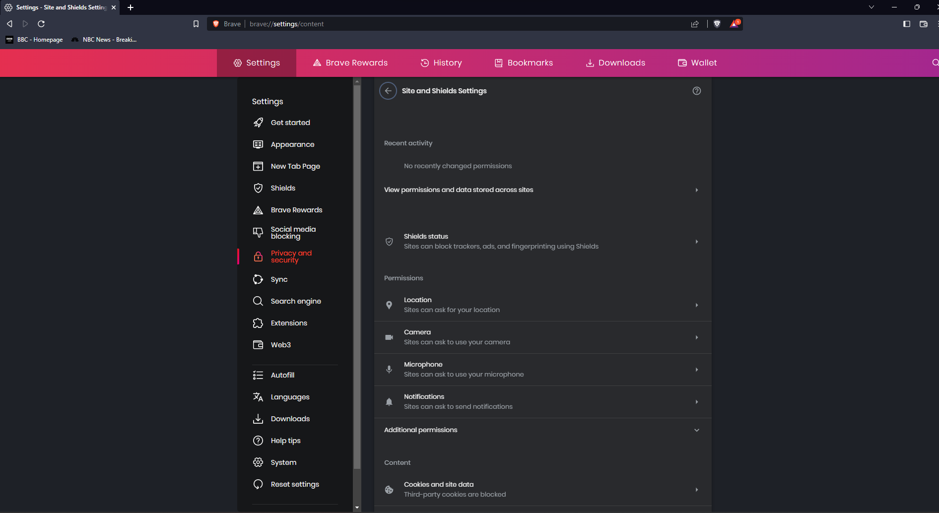 `Shield settings` header is missing in brave://settings/content page ...