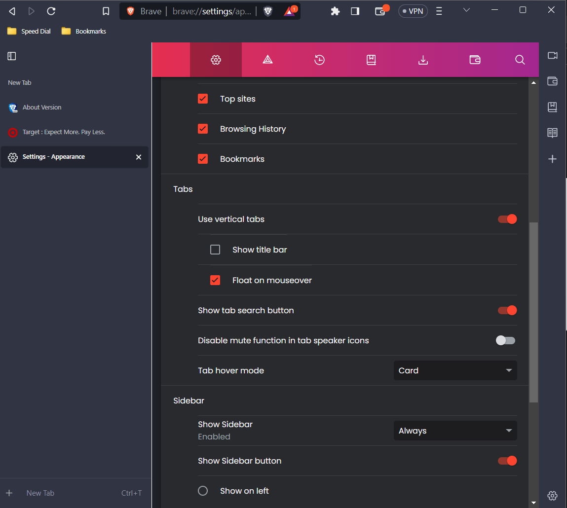 Enable `title bar` by default when enabling `vertical tabs` (Windows ...