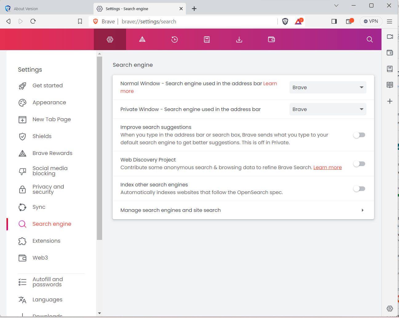 Move `Improve search suggestions` option to brave://settings/search ...
