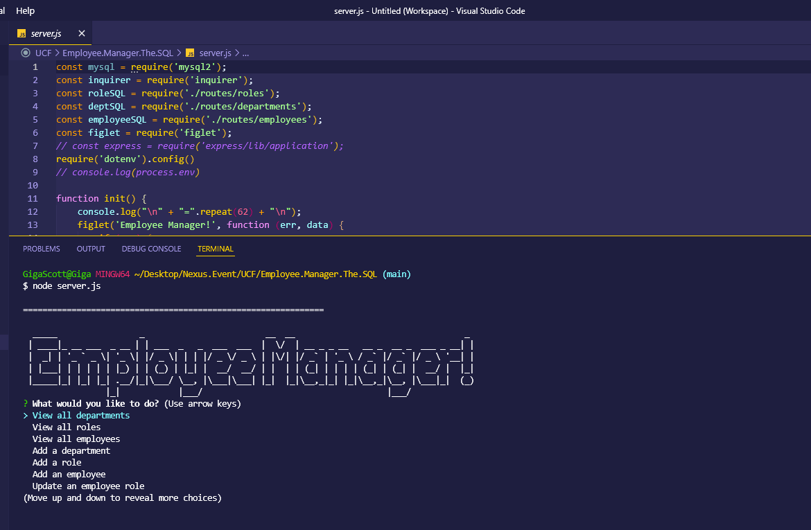 GitHub - SarahAmel/Employee.Manager.The.SQL: 2022 UCF Coding Bootcamp Employee Manager Challenge