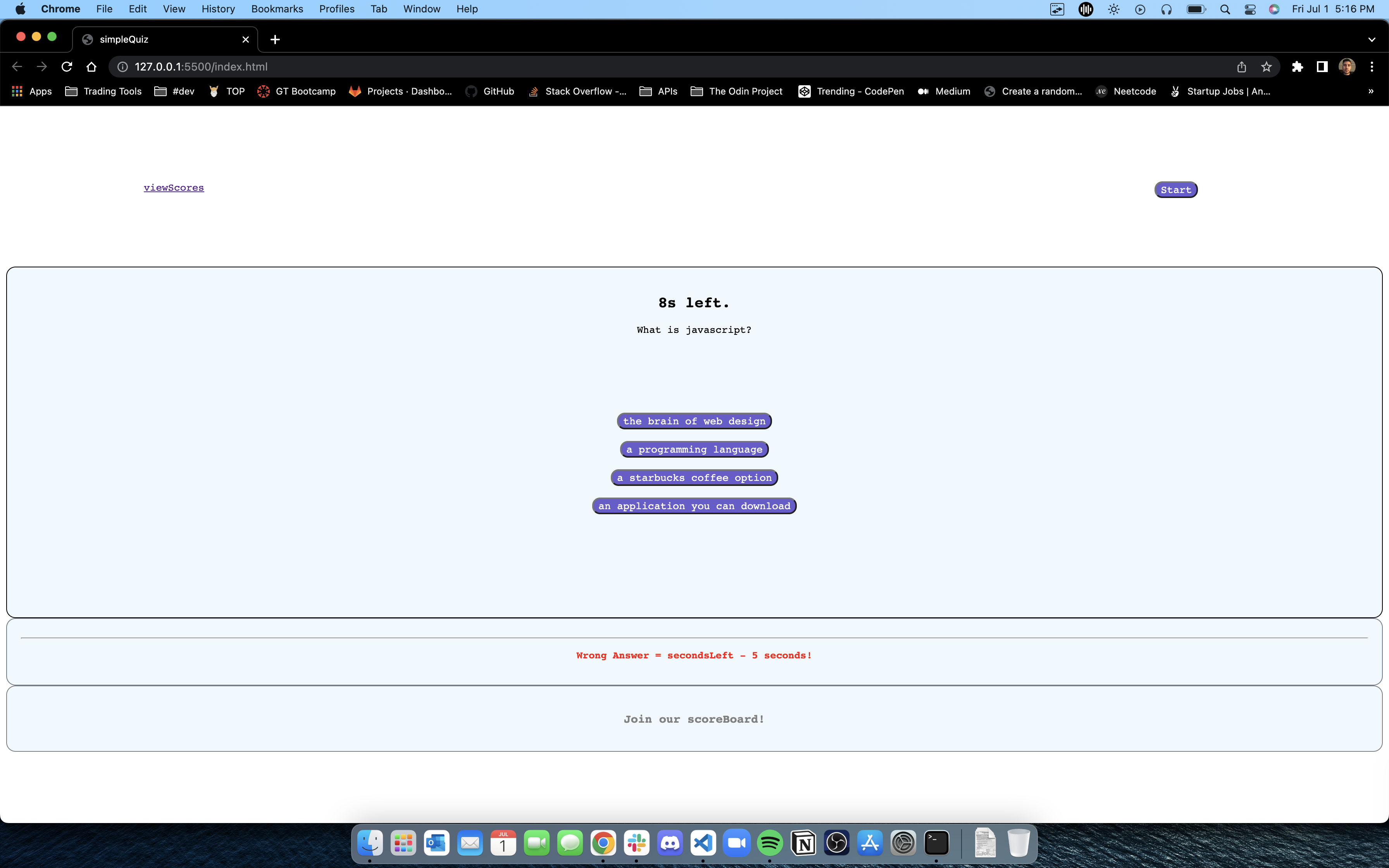 GitHub - mikedotg/simpleQuiz: This is a simple timed coding quiz with multiple-choice questions ...