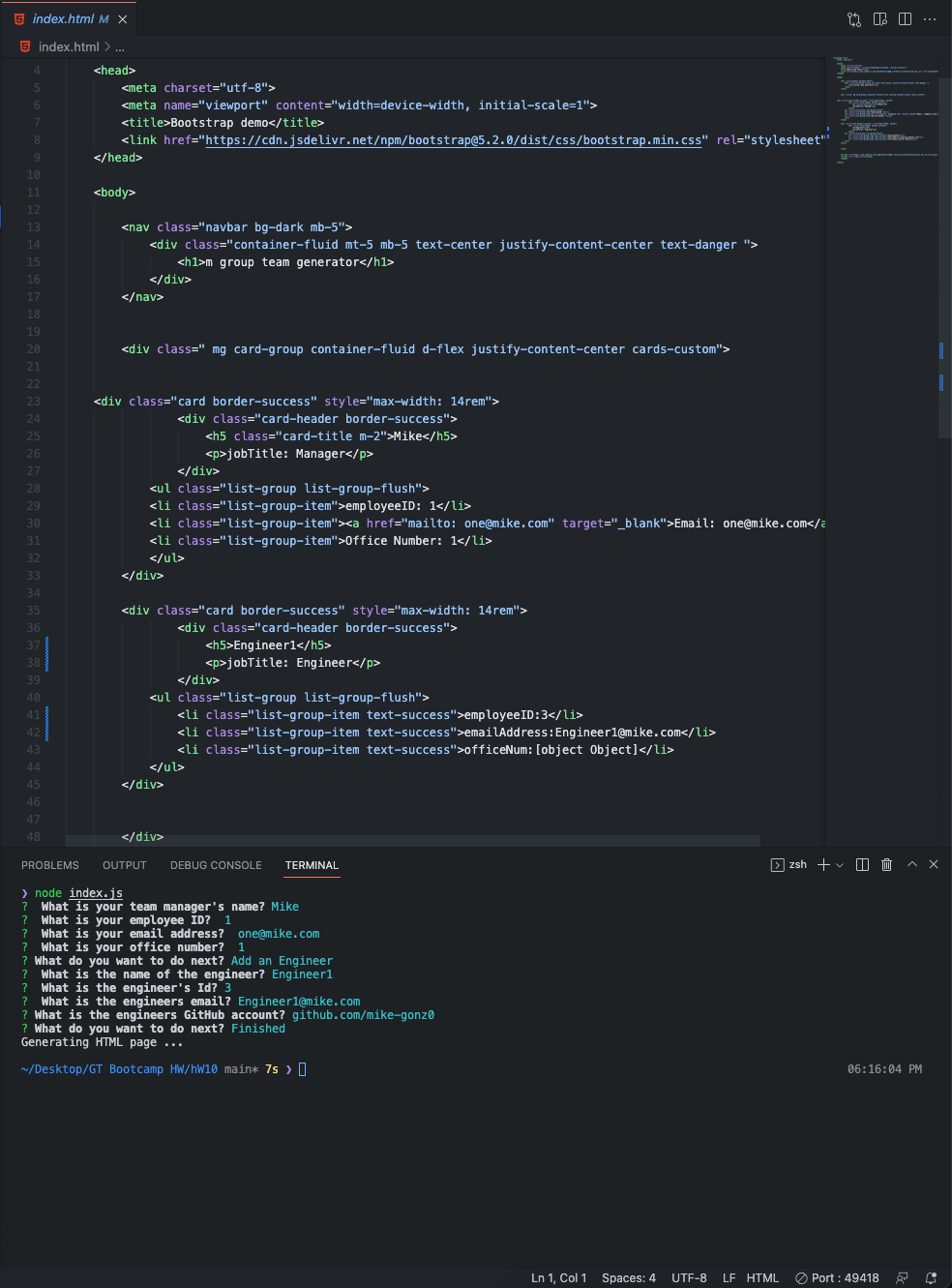 GitHub - mikedotg/teamProfileGenerator: This application generates a ...