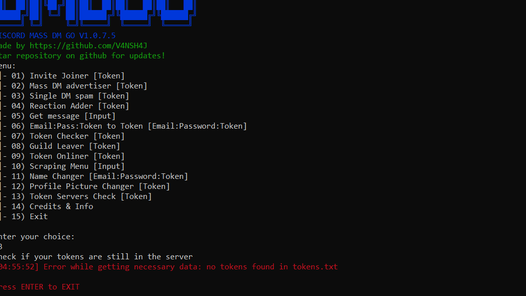 token.txt error · Issue #117 · V4NSH4J/discord-mass-DM-GO · GitHub