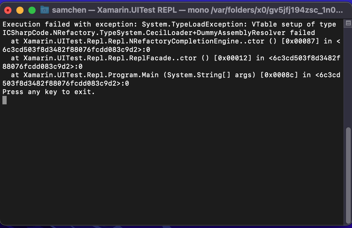 Repl failed with exception: Table setup of type ICSharpCode.NRefactory.TypeSystem.CecilLoader ...