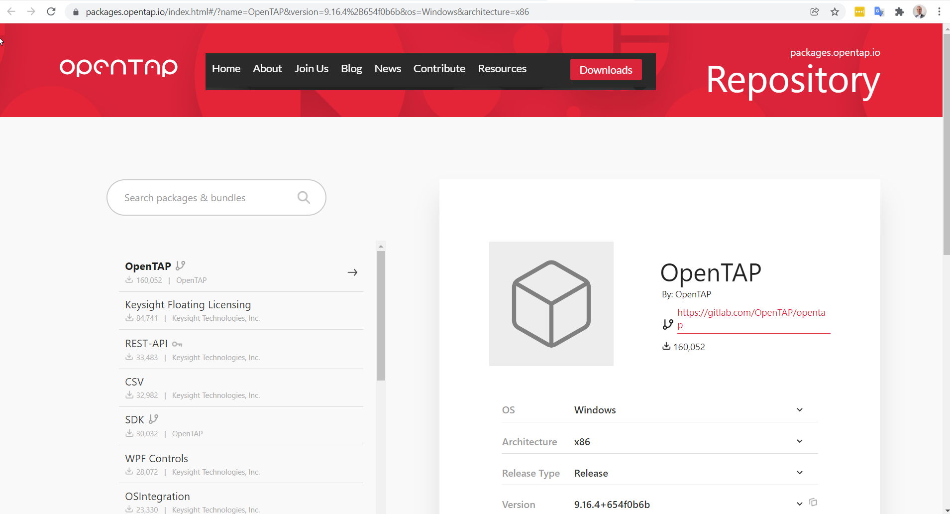 (Improvement) Returning to the opentap.io form repository page is not ...