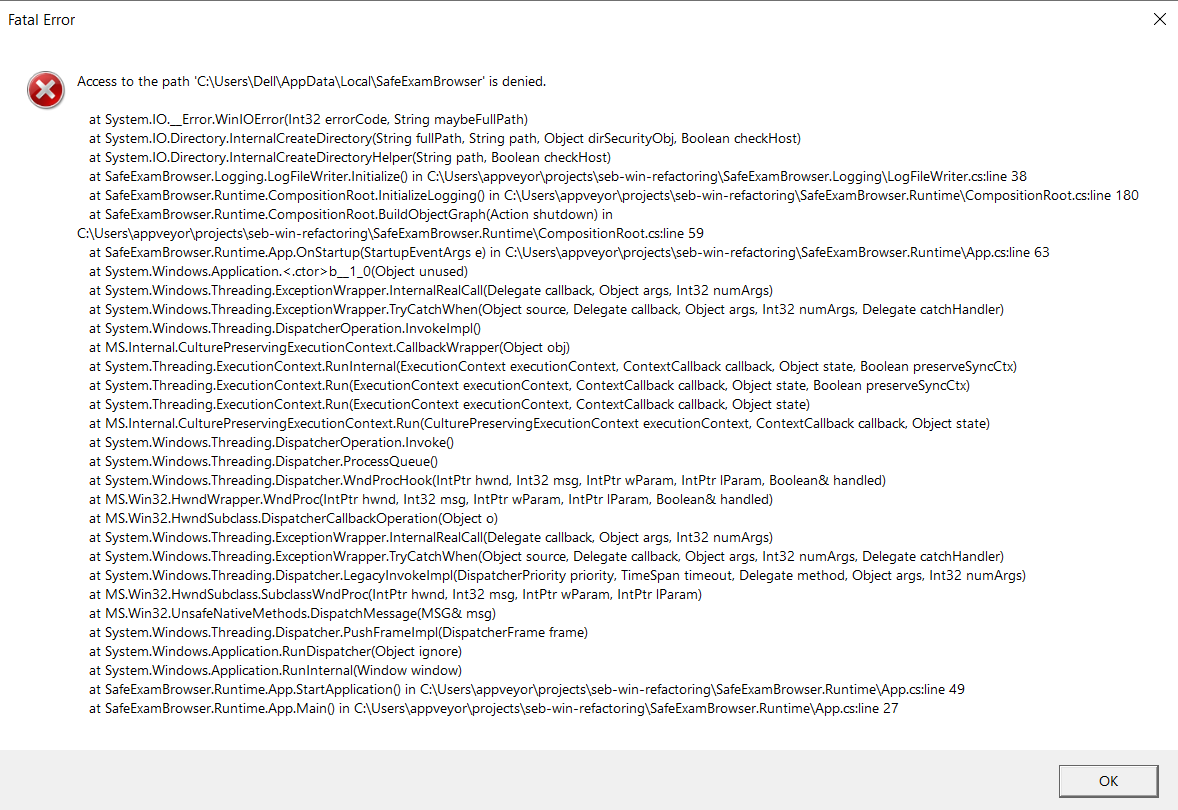 Run Time Error · Issue 342 · Safeexambrowser Seb Win Refactoring · Github