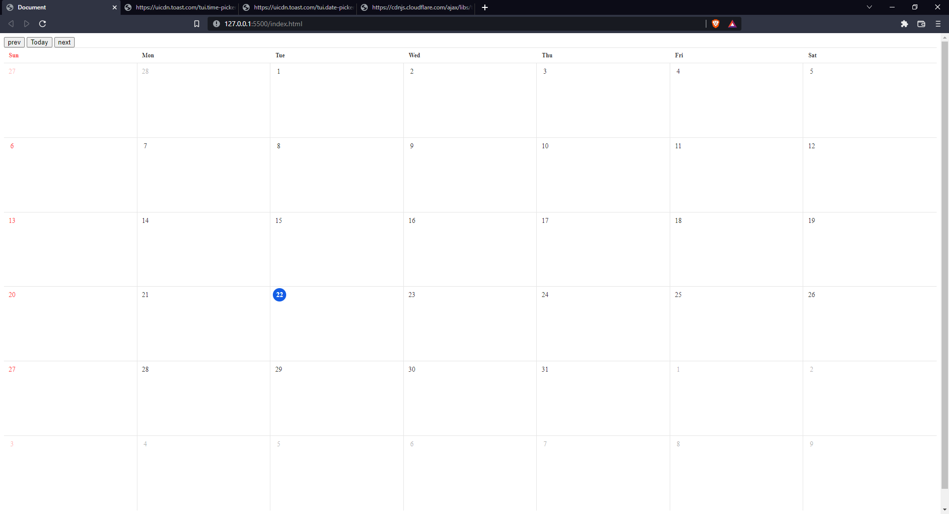 GitHub - talTRUSTech/tui-calendar: Calendar for native javascript.