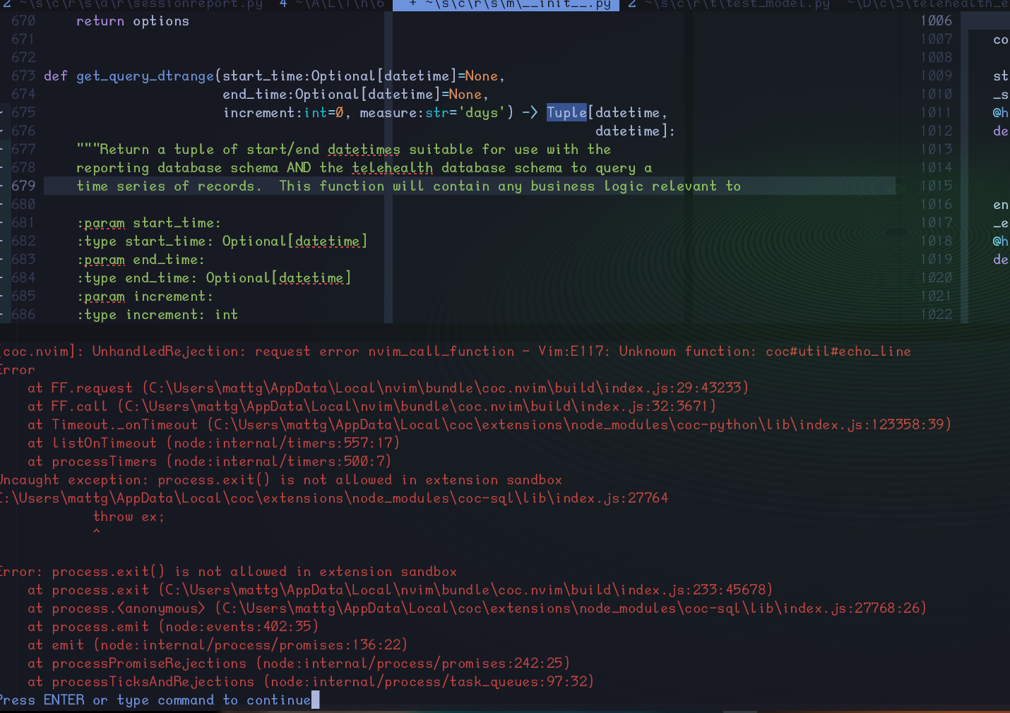 UnhandledRejection: request error nvim_call_function - Vim:E117: Unknown function: coc#util#echo ...