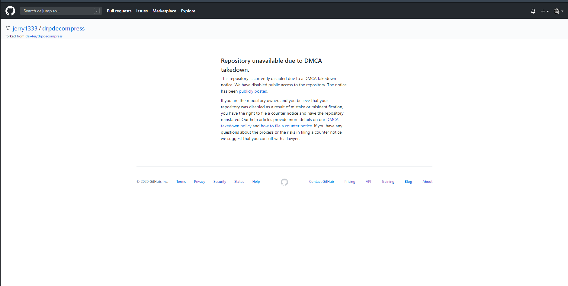 Repository unavailable due to DMCA takedown still visible in Desktop ...