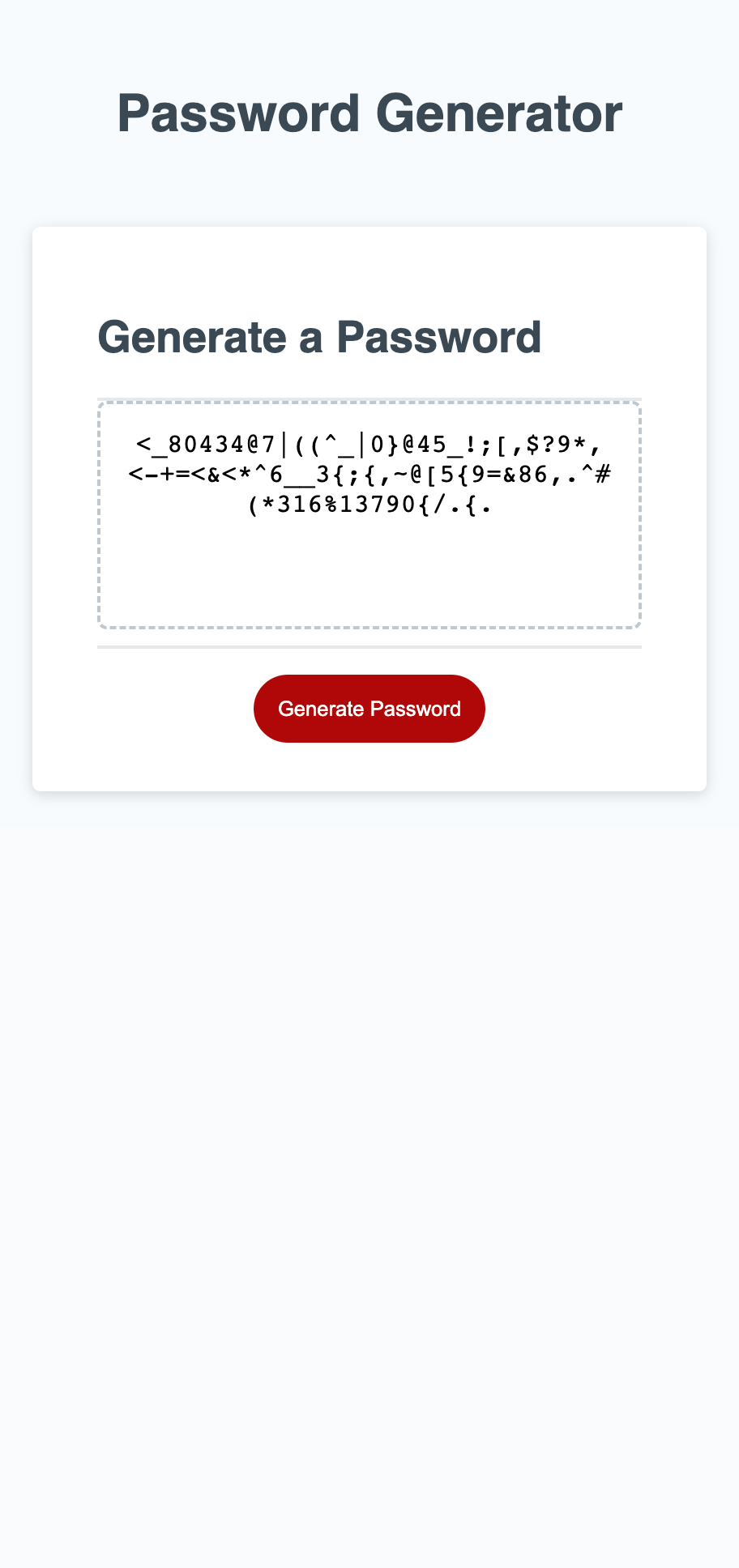 GitHub - BJThompson12/Password_Generator: Password Generator Web App