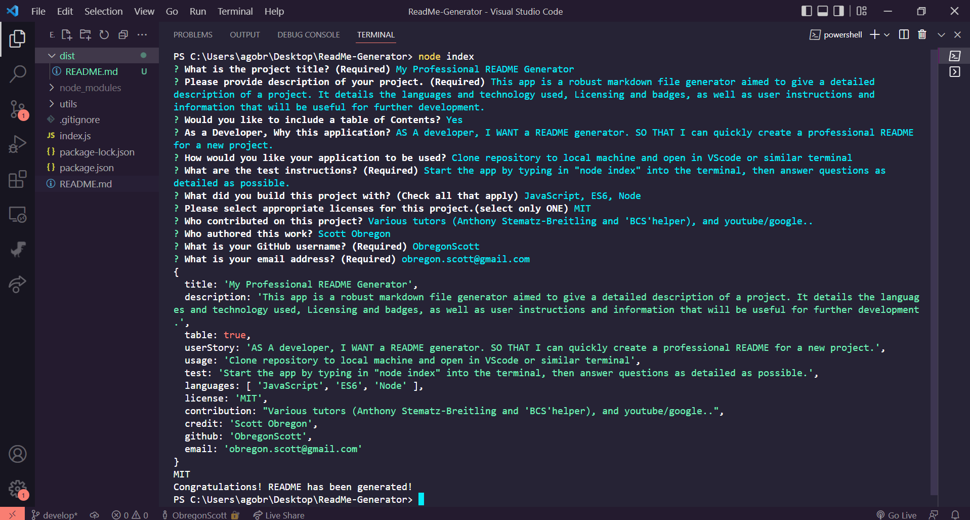 GitHub - ObregonScott/ReadMe-Generator