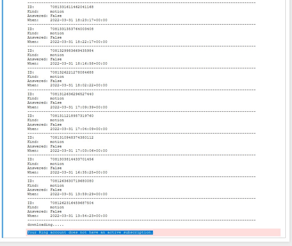 Your Ring account does not have an active subscription. · Issue #266 ...