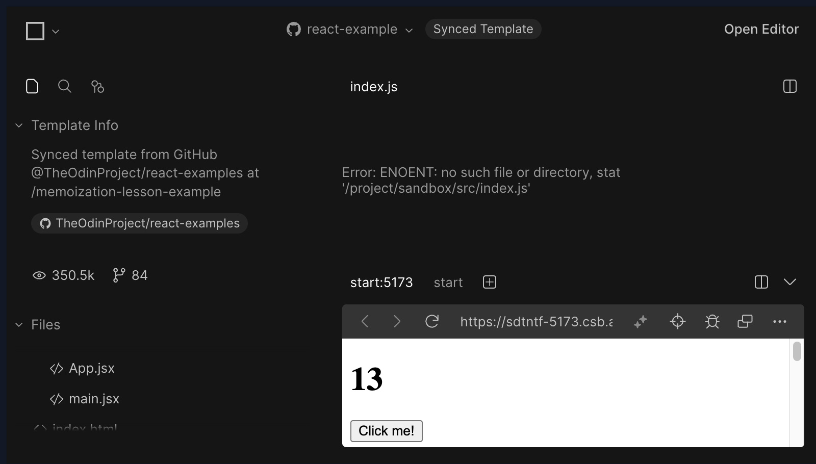 React Refs And Memoization Code Sandbox Embed Displays Wrong File · Issue 26719