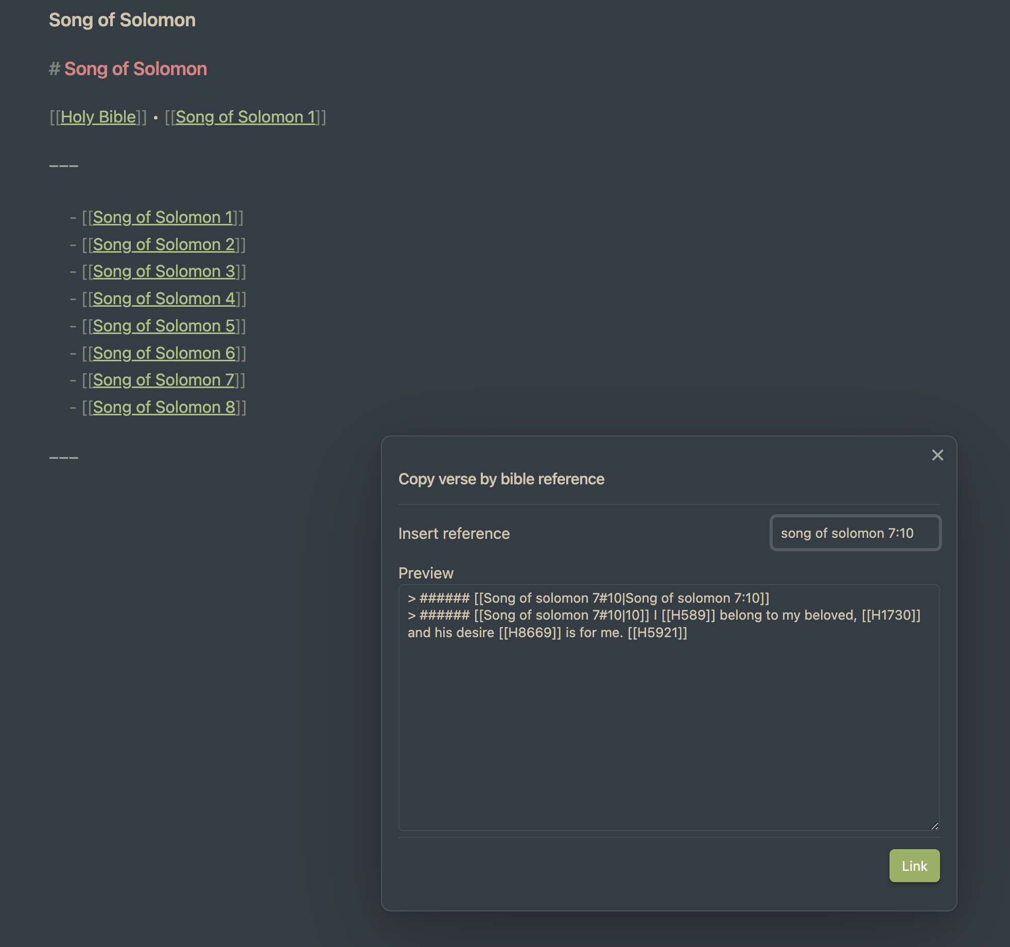Specific Reference: "Song of Solomon" Capitalisation Substituted · Issue #18 · kuchejak/obsidian ...