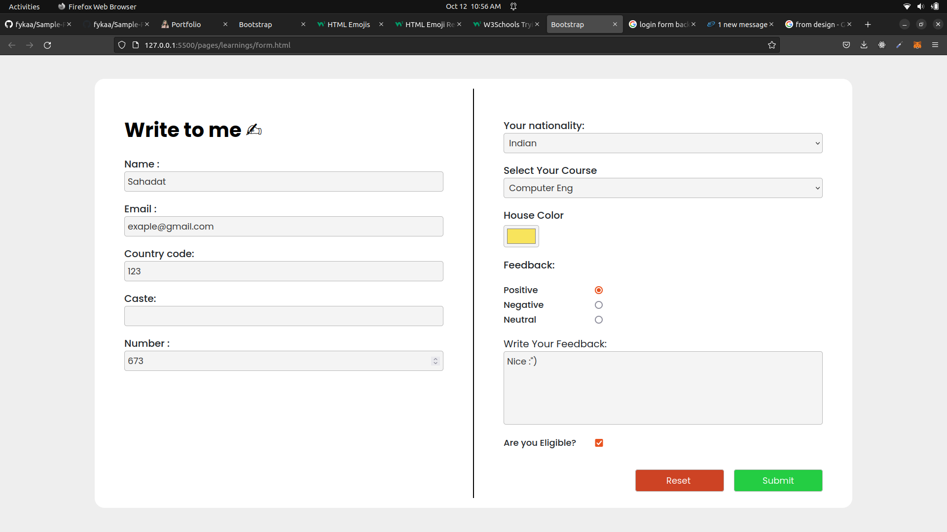 MODIFY FORM PAGE UI by sahadat-sk · Pull Request #57 · fykaa/Sample-Portfolio-for-Learners · GitHub