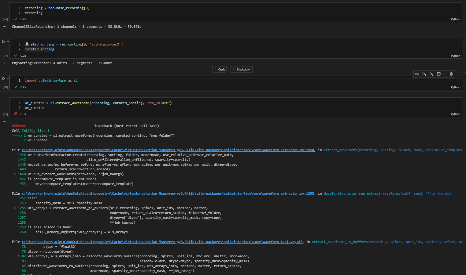 run_extract_waveforms after cluster split curation with Phy · Issue #1690 · SpikeInterface ...