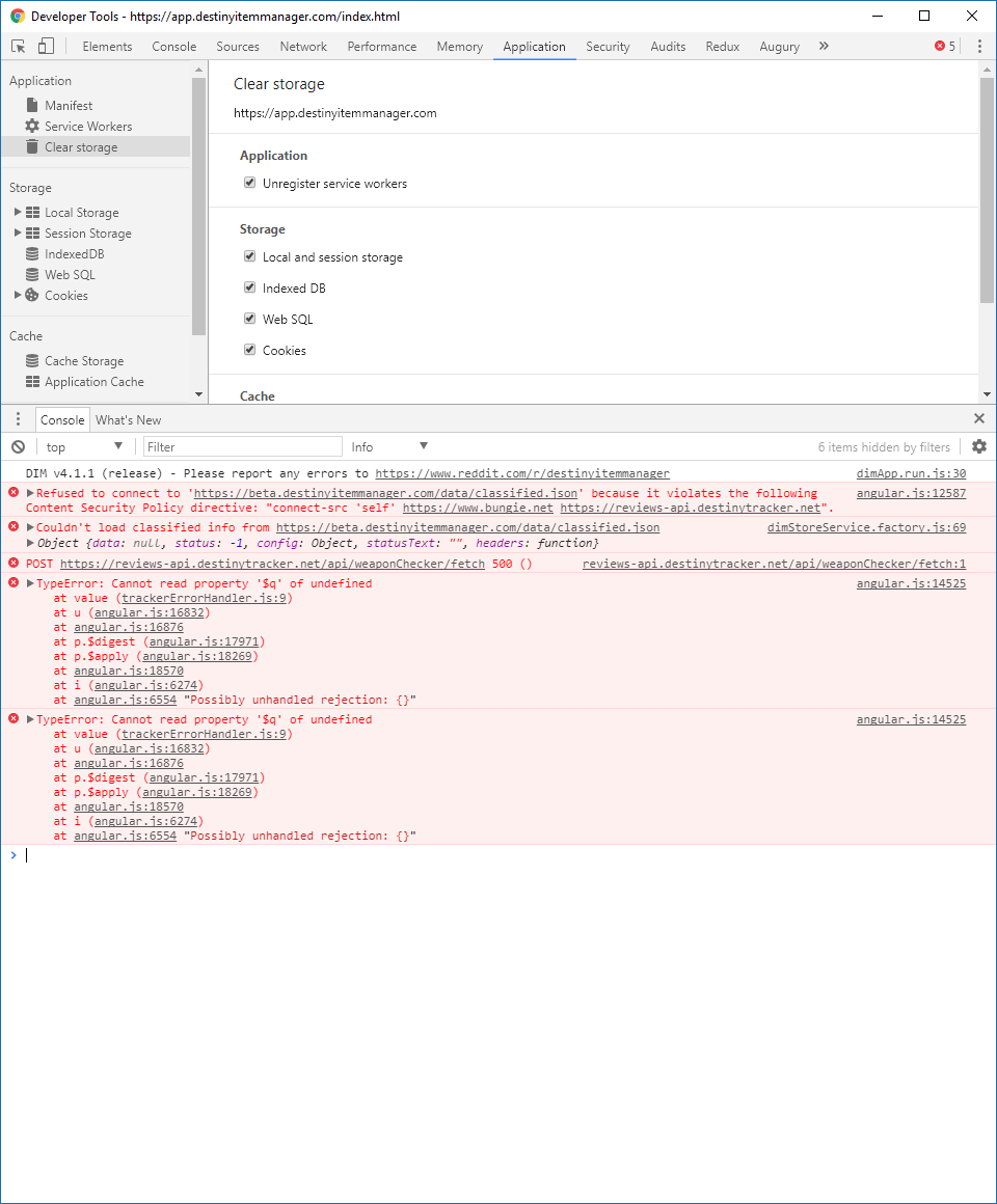 TrackerErrorHandler: $q of undefined · Issue #1798 · DestinyItemManager/DIM · GitHub