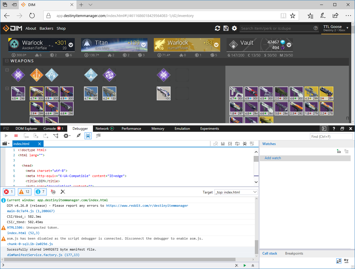Trouble loading in Microsoft Edge · Issue #2425 · DestinyItemManager/DIM · GitHub