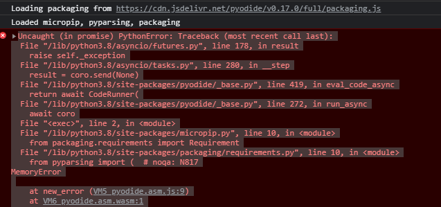 Pyodide crash down · Issue #339 · jupyterlite/jupyterlite · GitHub
