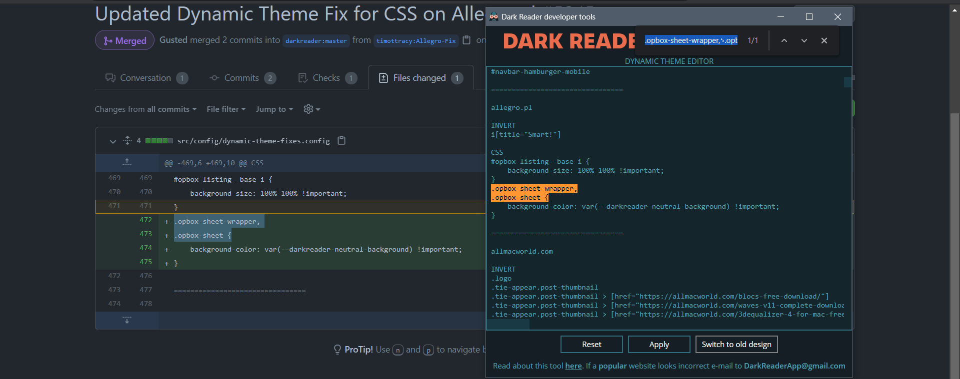 [Broken Website] allegro.pl · Issue #5632 · darkreader/darkreader · GitHub