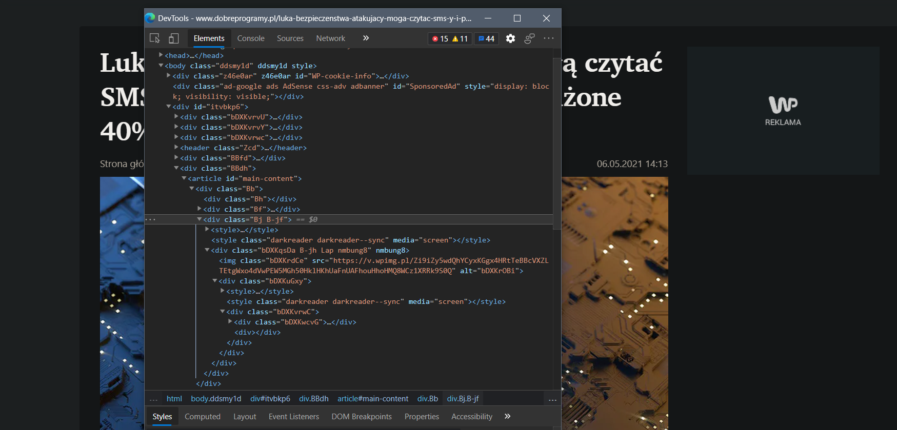 [BUG] DarkReader leaking boxes removed by adguard · Issue #5744 · darkreader/darkreader · GitHub