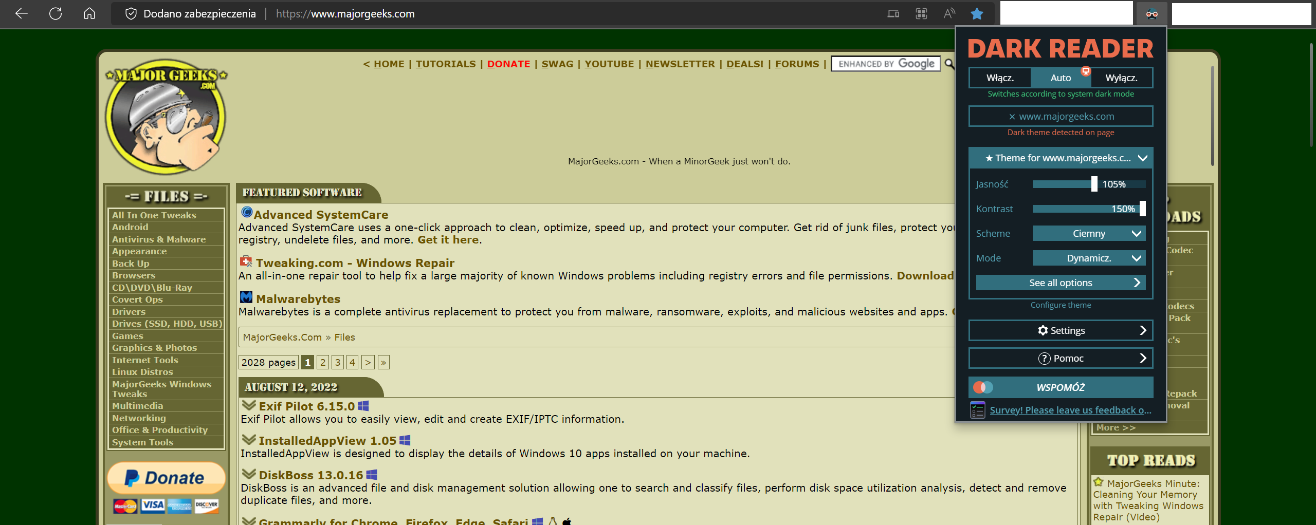 [Broken Website] majorgeeks.com · Issue #9550 · darkreader/darkreader · GitHub