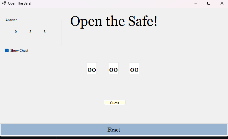 GitHub - LethargicTactician/OpenTheSafe-WinForms: Enter numbers for the safe (numbers are ...