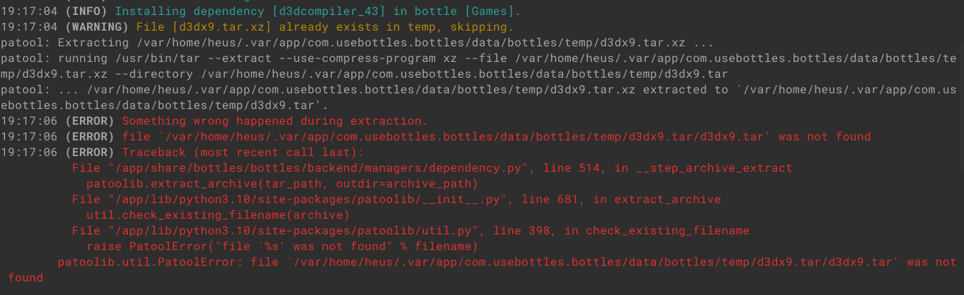 [Bug]: error installing d3dcompiler_43 and other dependencies... · Issue #2727 · bottlesdevs ...