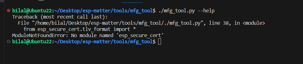 mfg_tool.py giving error (CON-800) · Issue #663 · espressif/esp-matter · GitHub