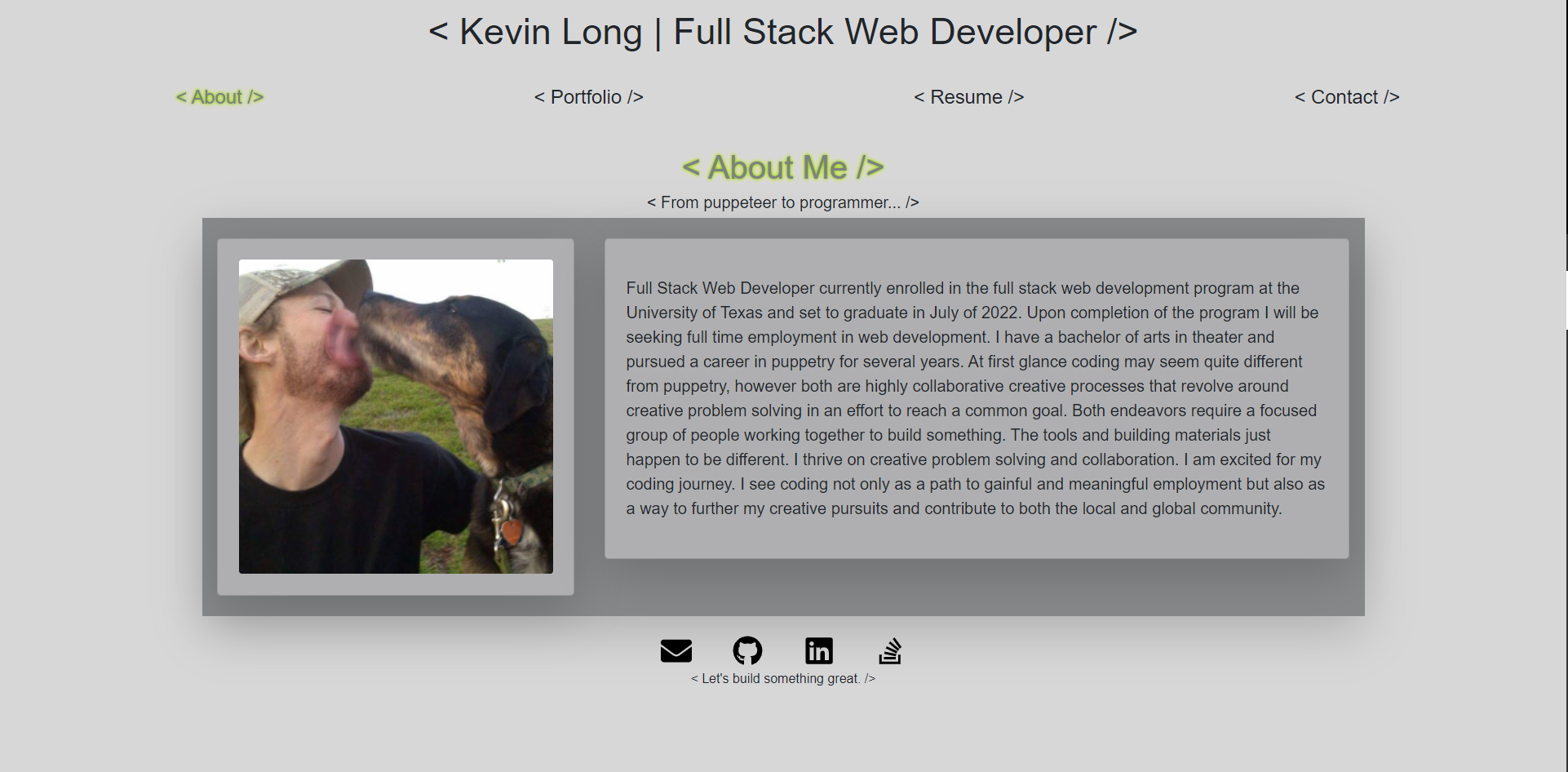 GitHub - KLong75/klong-web-developer-portfolio: A single page REACT application built to ...