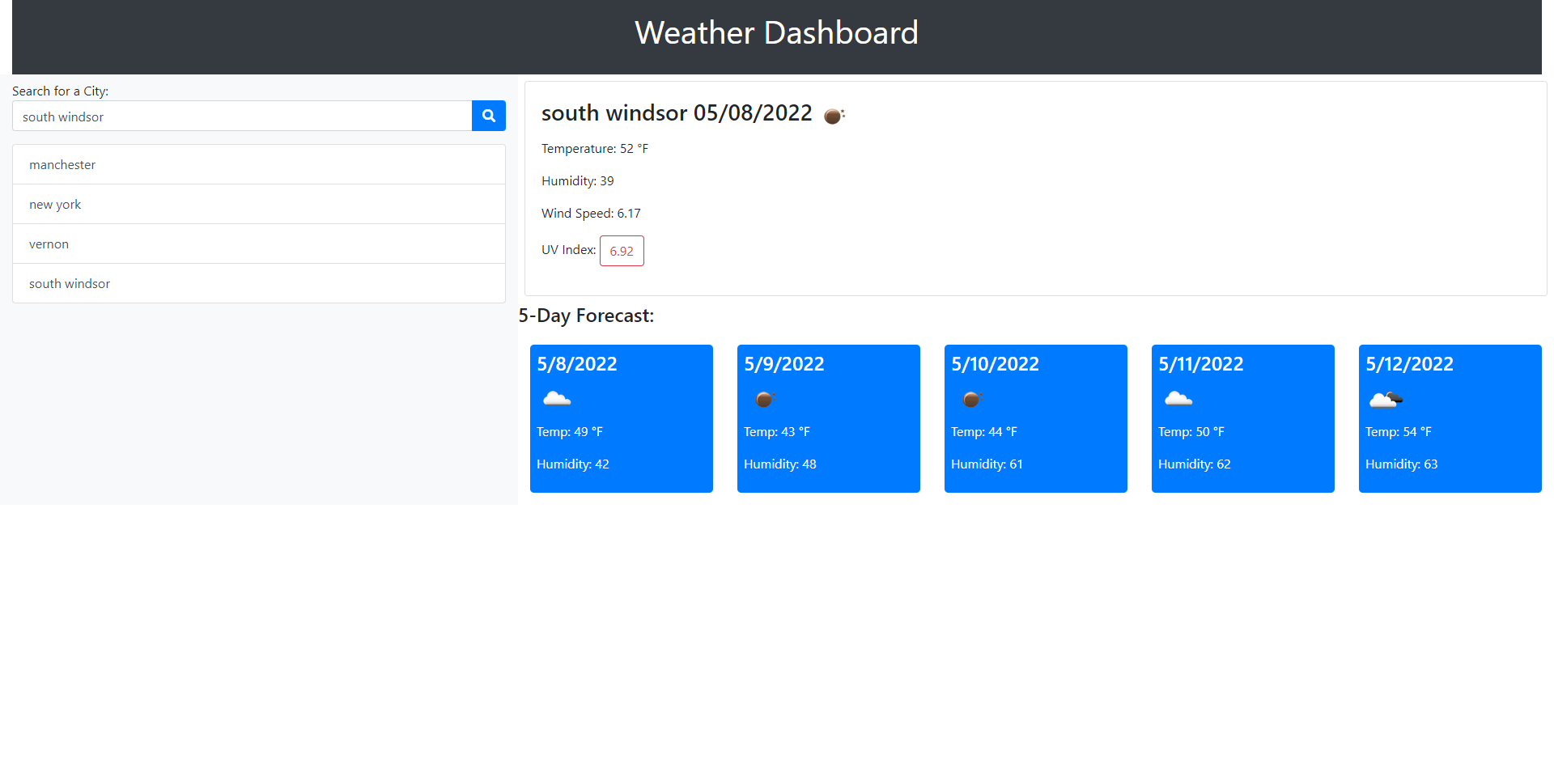 GitHub - AlexanderH24/Weather-Dashboard