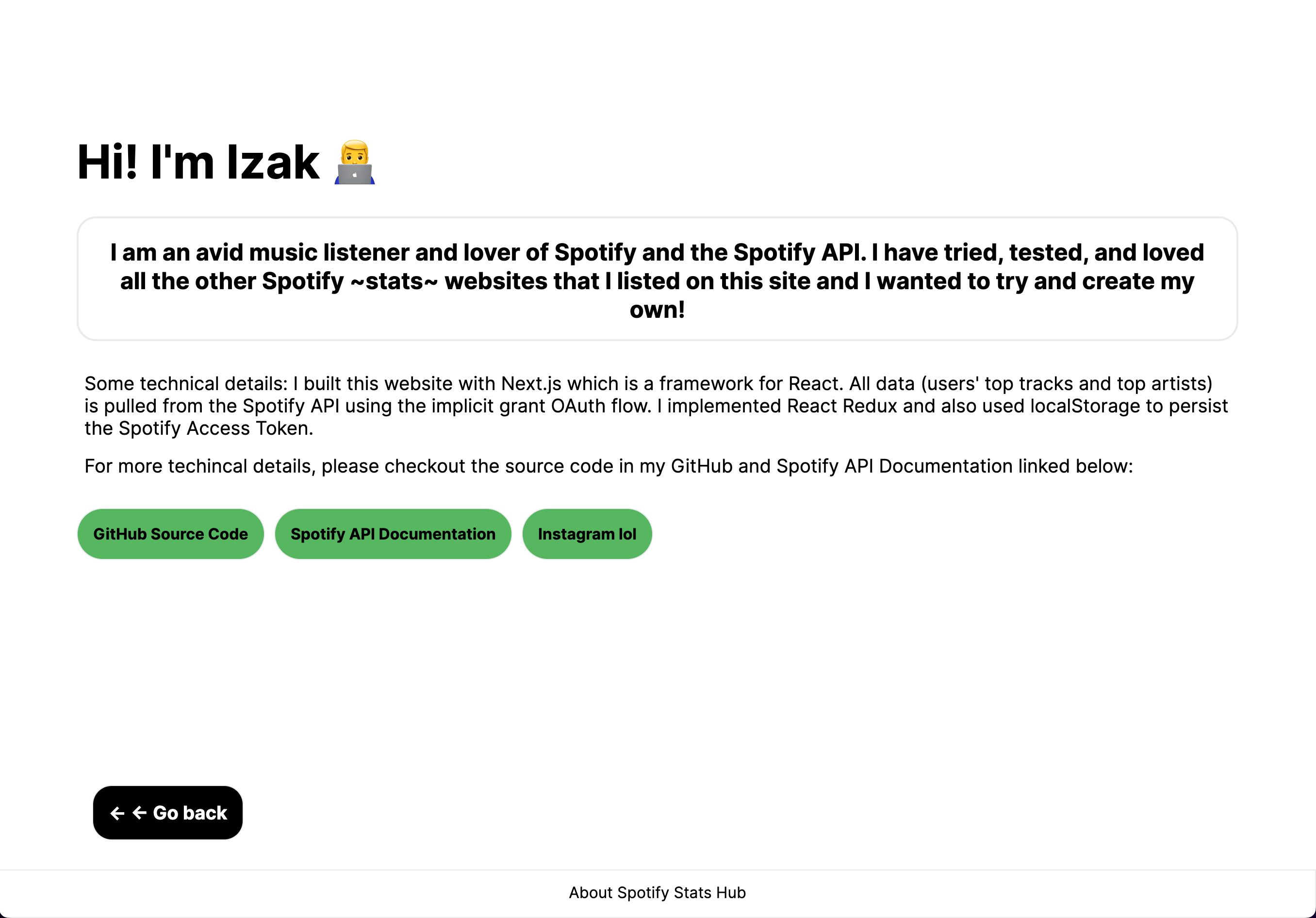 GitHub - izakbunda/Spotify-Stats-Hub: Find out how you listen to music and more!