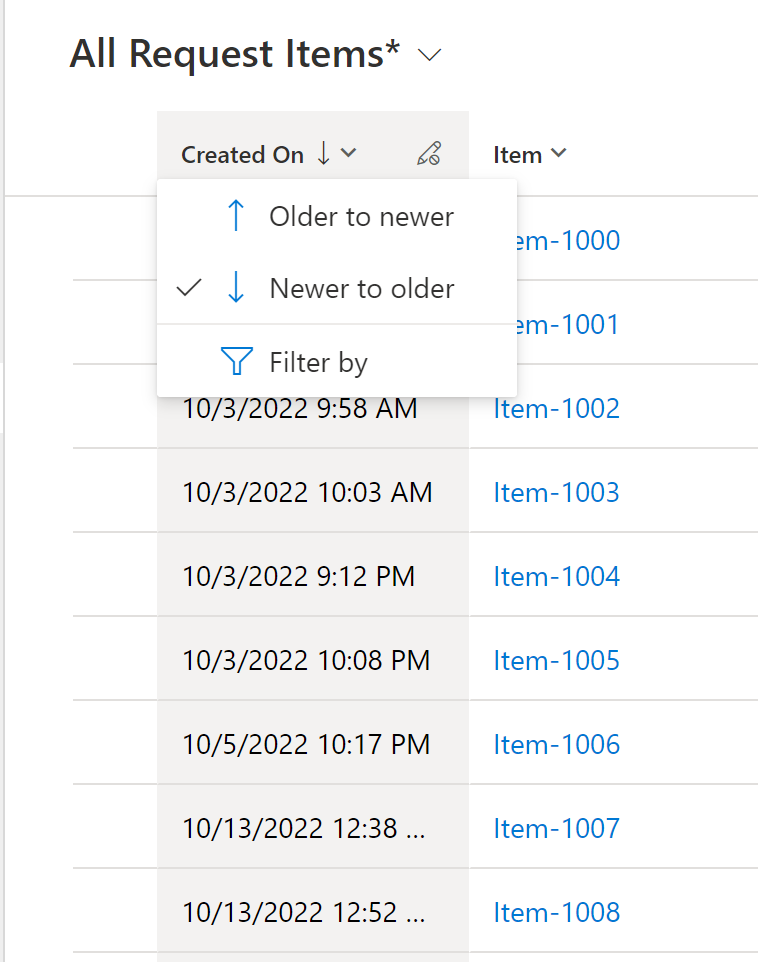 Sorting Columns On View Does Not Preserve When Using Power Apps Grid Control · Issue 4676