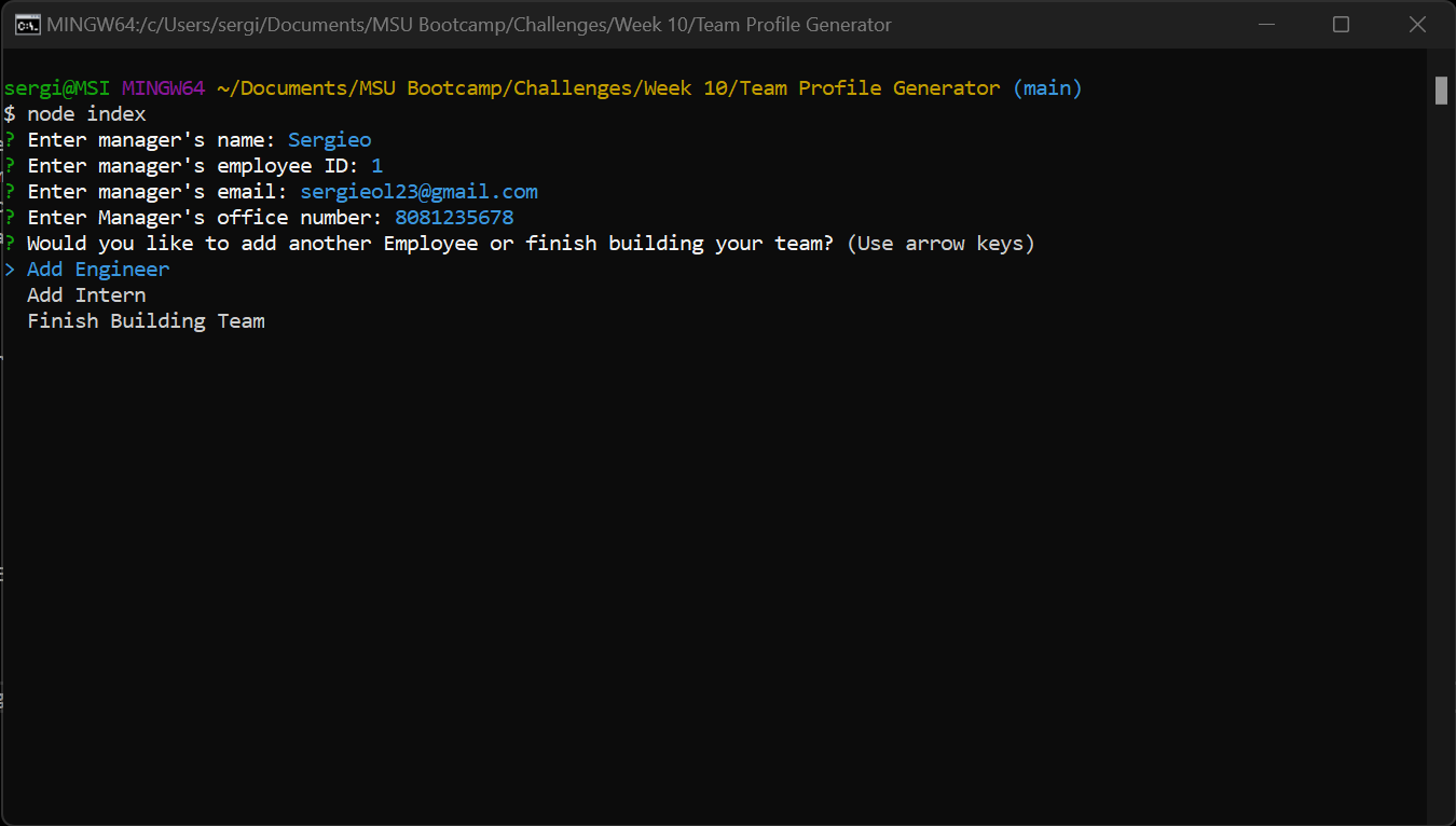 GitHub - SergieoL/Team-Profile-Generator