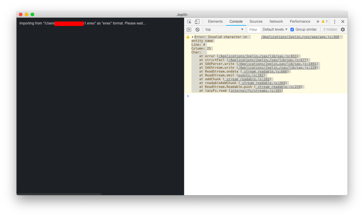 Import hangs when there's an ampersand in a note title · Issue #1578 · laurent22/joplin · GitHub