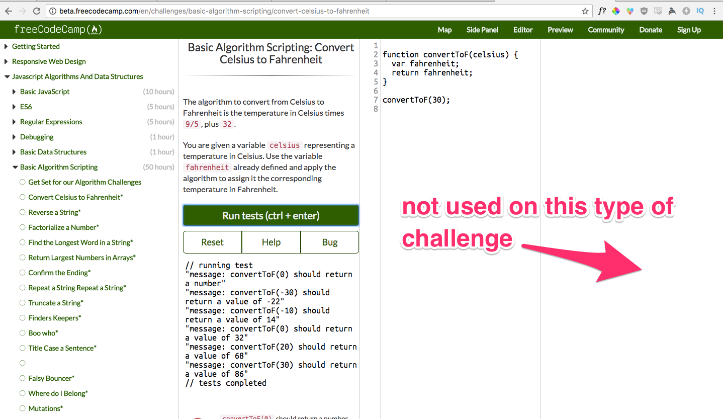 Update view to remove option of preview pane on JavaScript-only challenges · Issue #15715 ...