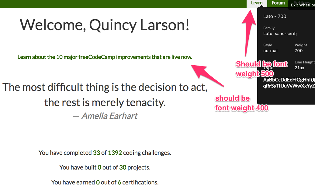 Fix font weights on welcome page and settings · Issue #17305 · freeCodeCamp/freeCodeCamp · GitHub