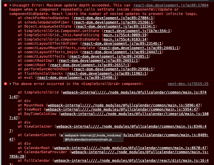 Fullcalendar v5.11.0 error with react v18.0.0 and react strict mode - Maximum update depth ...